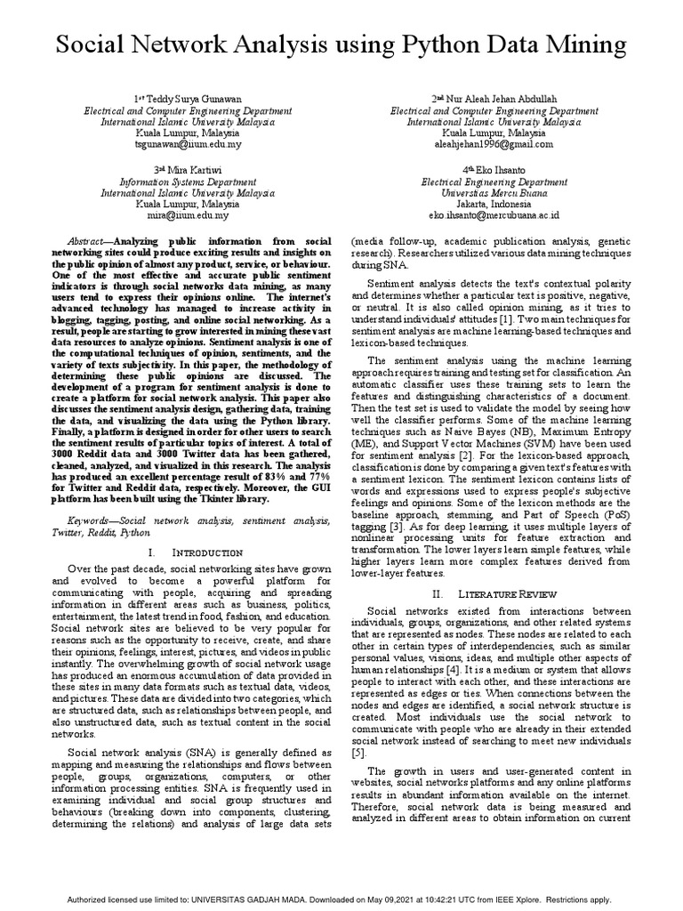 Social Network Analysis Using Python Data Mining: Abstract-Analyzing Public Information From ...