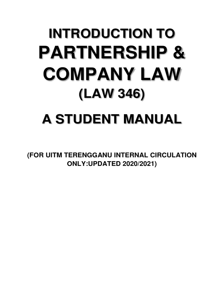 Introduction To Law346 (Chapter One) | PDF | Limited Liability Partnership | Law