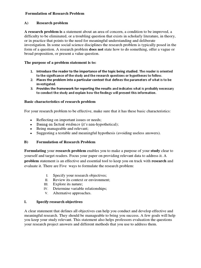 Steps to Formulate a Research Problem | PDF | Hypothesis | Question
