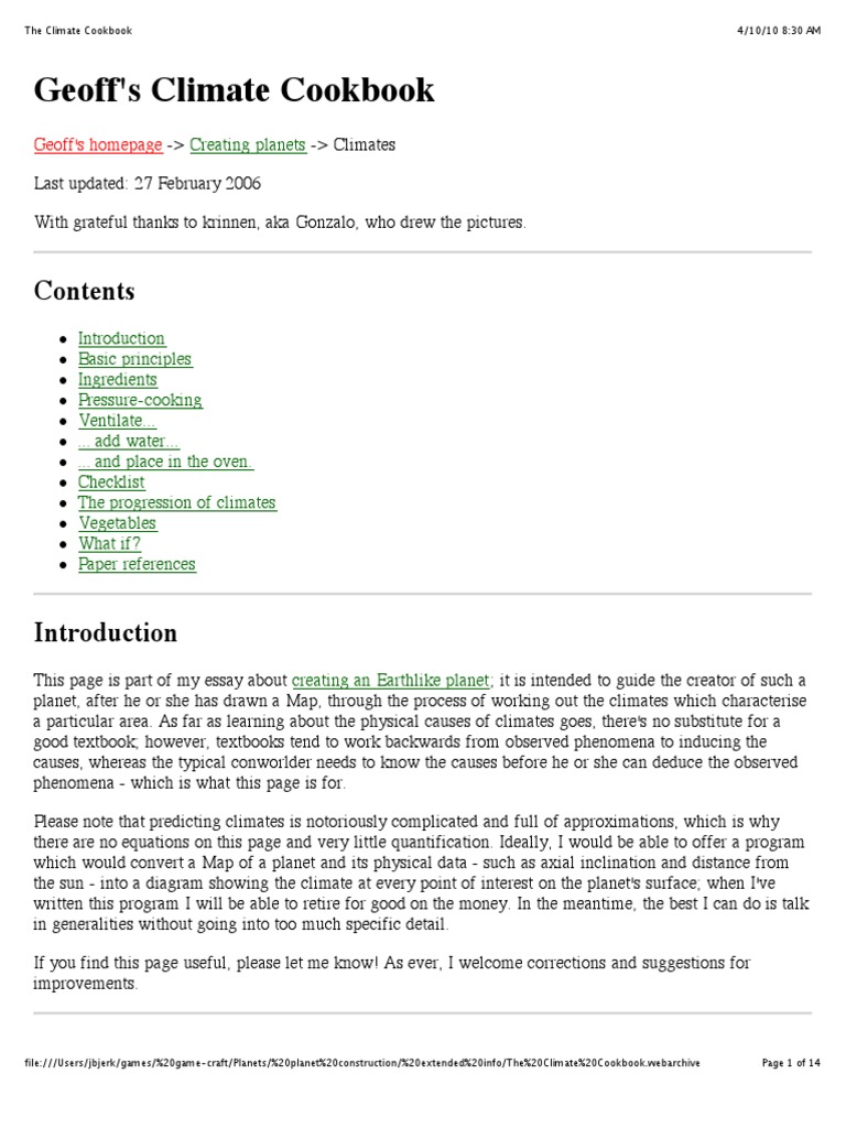 Geoff's Climate Cookbook: Creating Planets | PDF | Climate | Wound