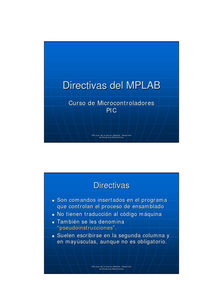 Directivas Del MPLAB | PDF | Lenguaje ensamblador | Programa de computadora