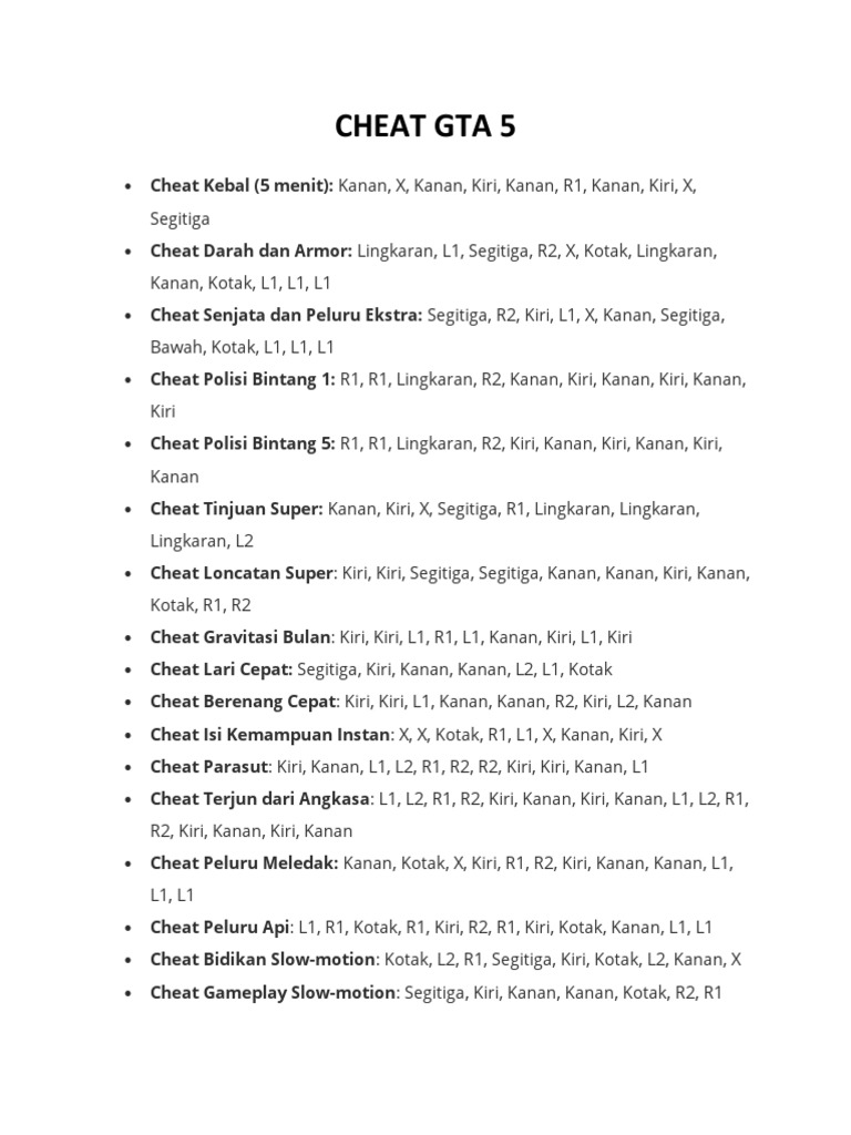 Cheat Gta 5 | PDF