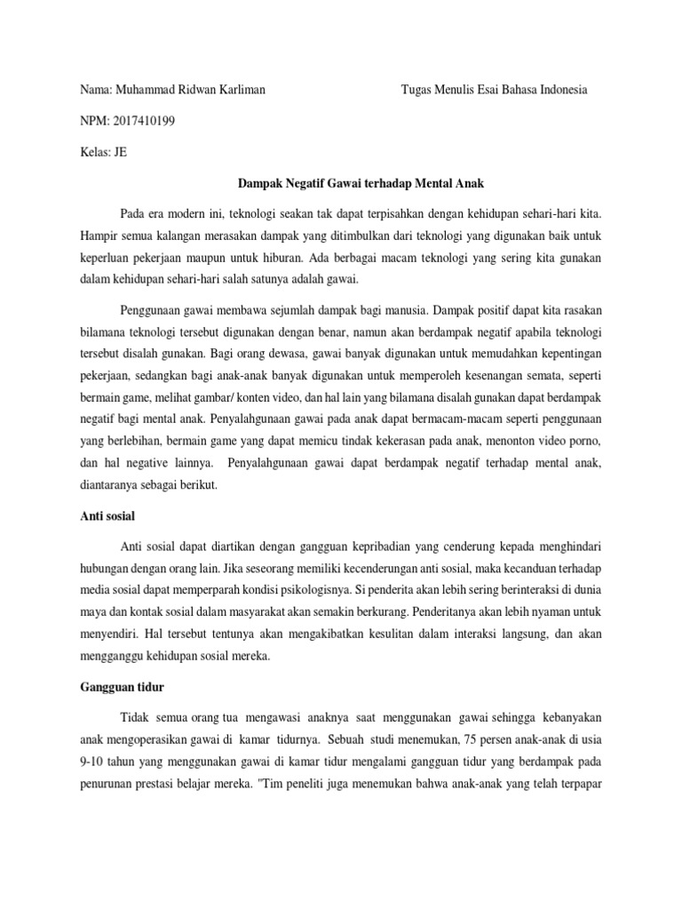 Tugas Esai-2017410199 | PDF