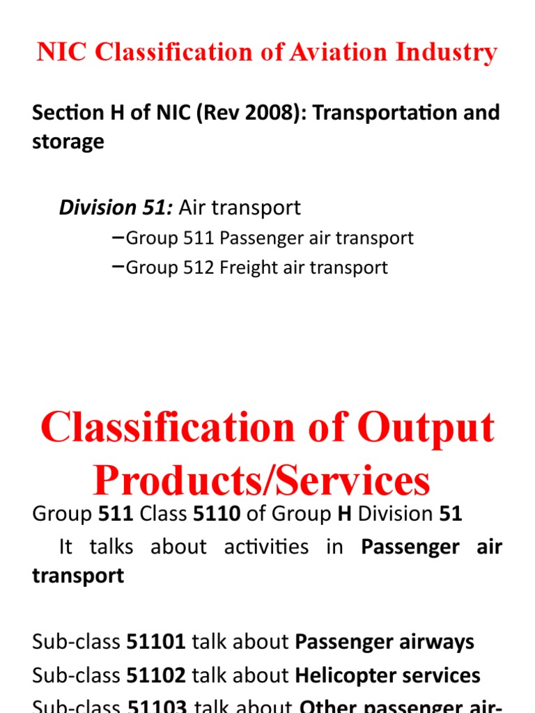 NIC Classification of Aviation Industry | PDF | Airlines | Low Cost Carrier