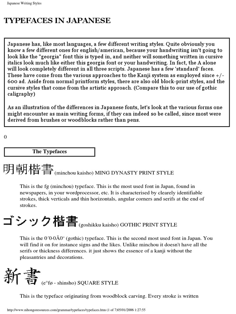 Japanese Writing Styles | PDF | Serif | Typefaces