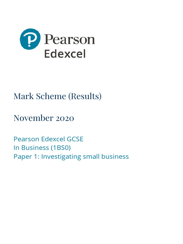 Mark Scheme (Results) November 2020: Pearson Edexcel GCSE in Business ...