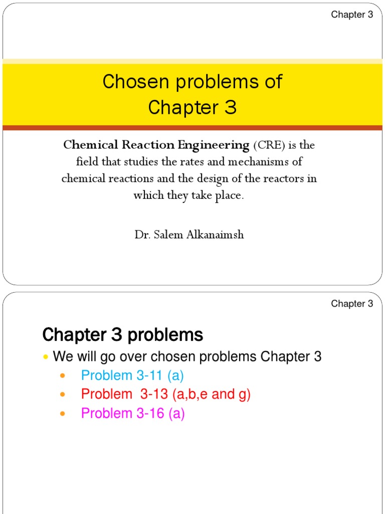 Chapter 3 Problems in Chemical Reaction Engineering | PDF | Chemical ...