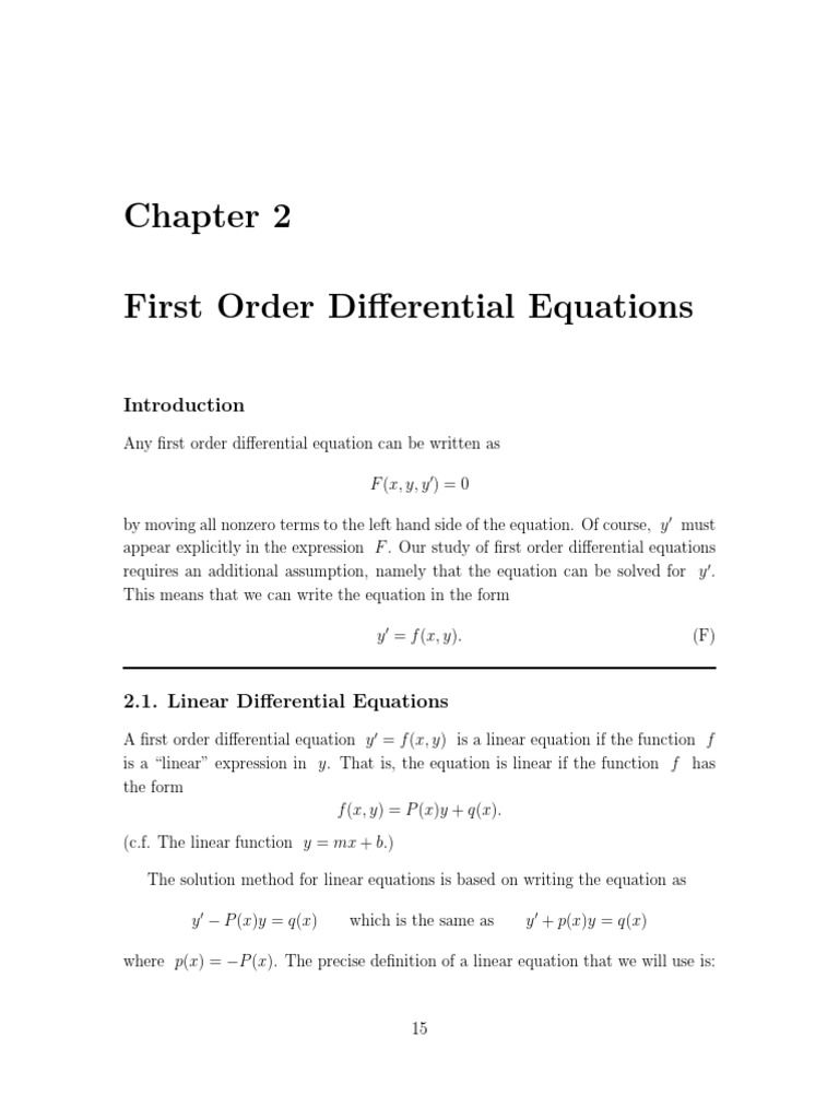 First Order Ode Online Copy Pdf Ordinary Differential Equation Equations