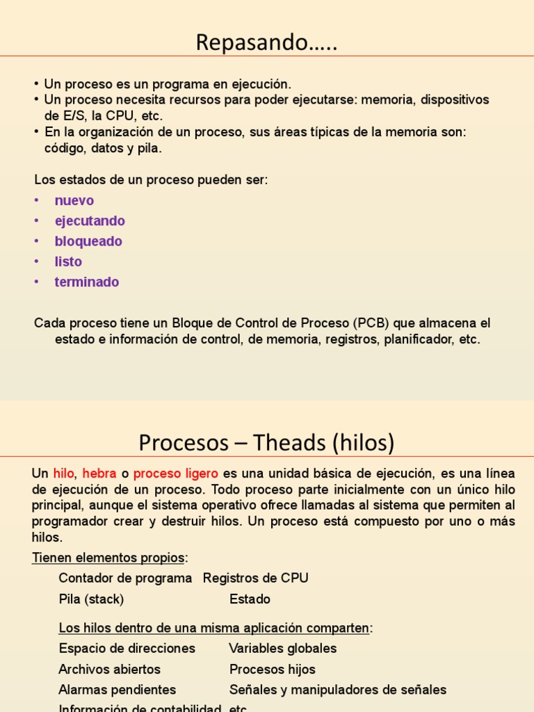 4 - Procesos 2 - Threads | PDF | Hilo (Computación) | Proceso (Computación)