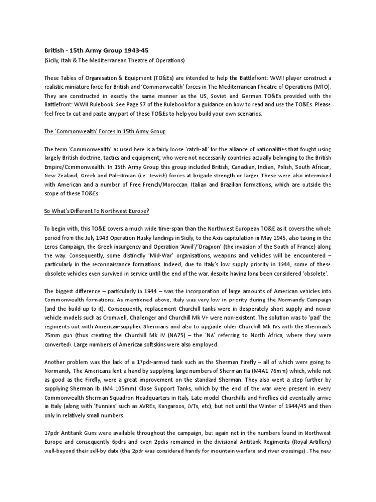 British - 15th Army Group 1943-45 | PDF | Division (Military) | Regiment