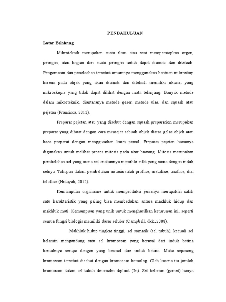 Teknik Squash Mitosis pada Tumbuhan | PDF | Sains & Matematika