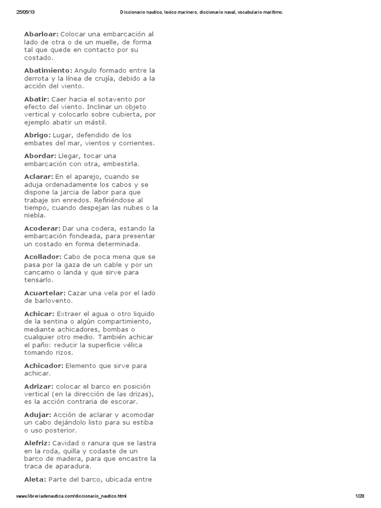 Diccionario Nautico, Lexico Marinero, Diccionario Naval, Vocabulario ...