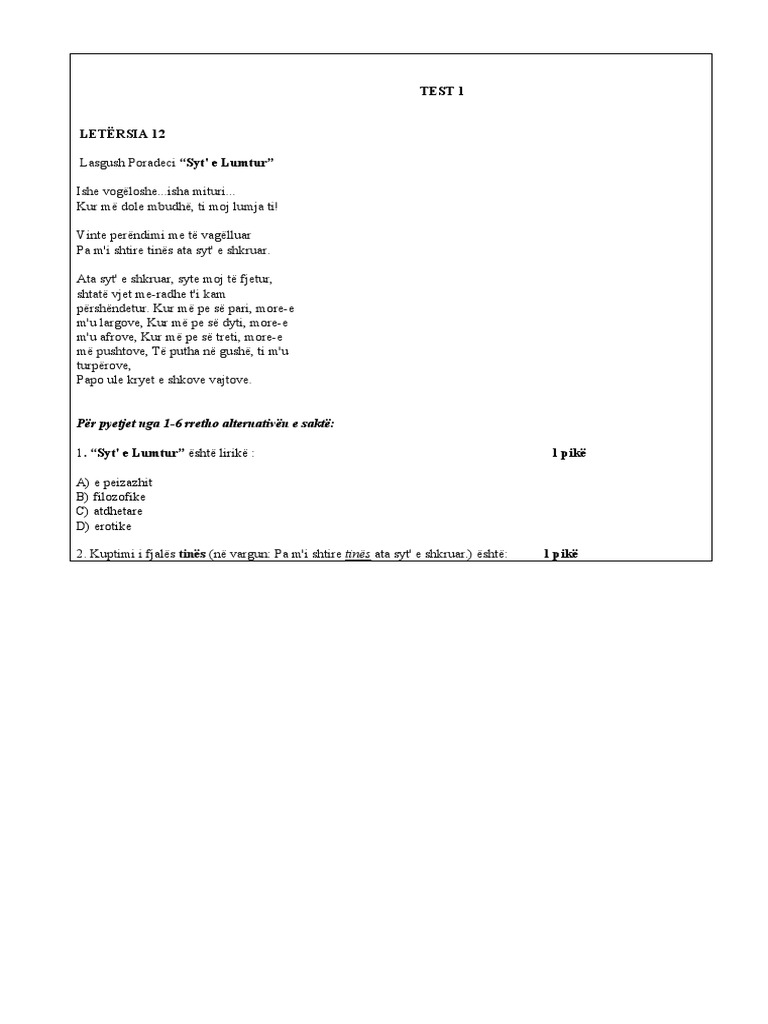 Letersia 12 TEST | PDF