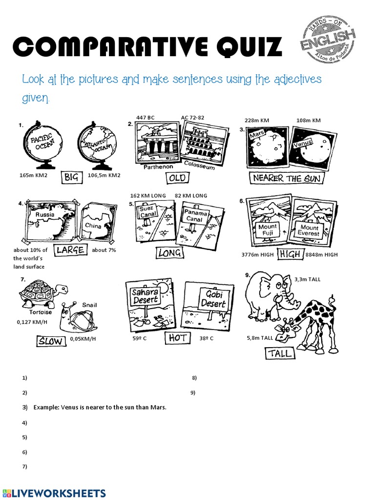 Comparative and Superlative Quiz | PDF | Home & Garden | Science ...