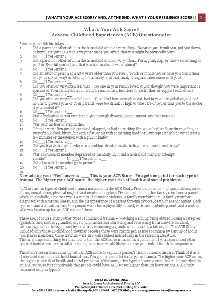 Ace Score Resilience Q 2 | PDF | Psychological Resilience | Alcoholism