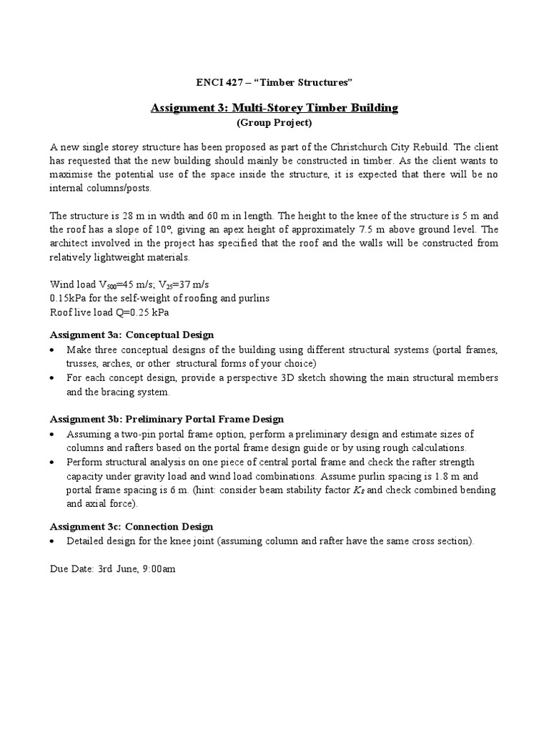 Assignment 3 Portal Frame | PDF