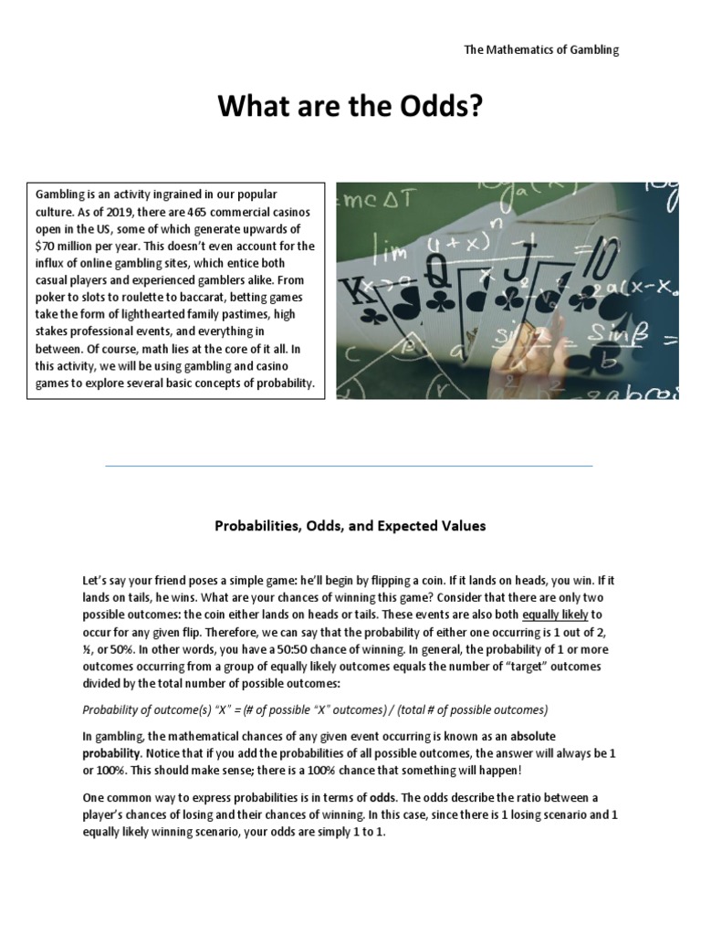 What Are The Odds - The Mathematics of Gambling PDF | PDF | Gambling | Odds
