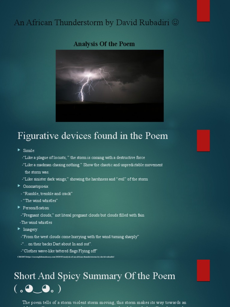 An African Thunderstorm by David Rubadiri Analaysis | PDF | Weather ...