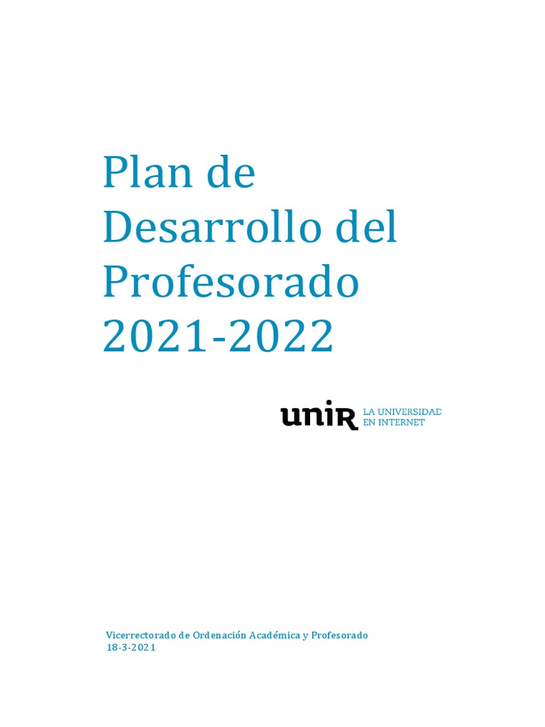 Plan Desarrollo Del PDI 21 - 22 | PDF | Maestros | Innovación