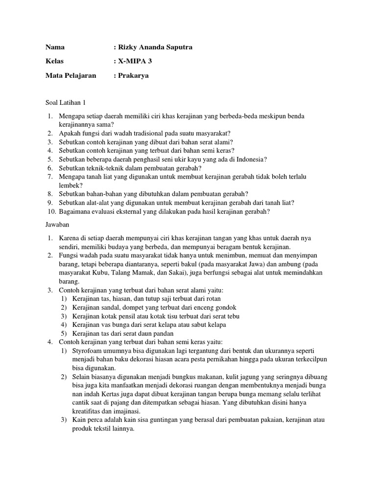 Tugas Prakarya - X-MIPA 3 - Rizky Ananda | PDF