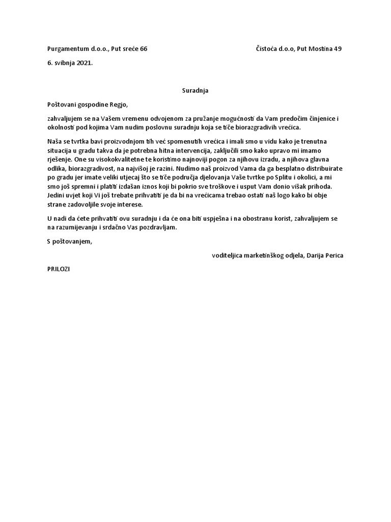 Poslovno Pismo | PDF