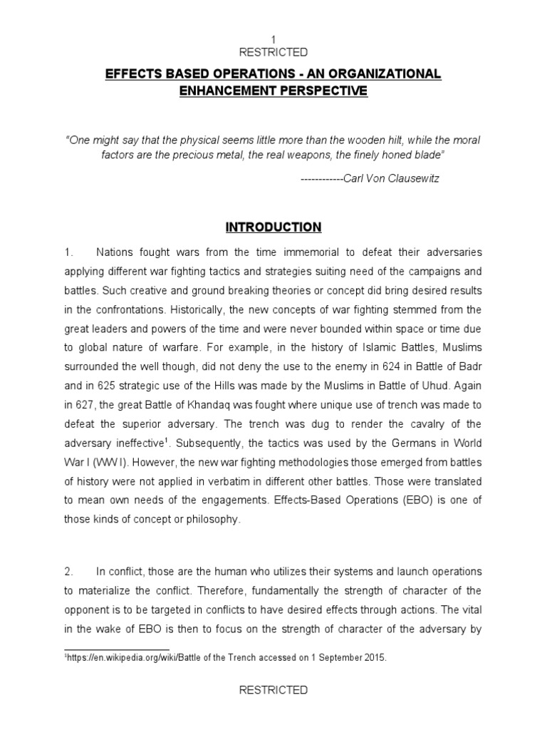 Effects Based Operations - An Organizational Enhancement Perspective ...