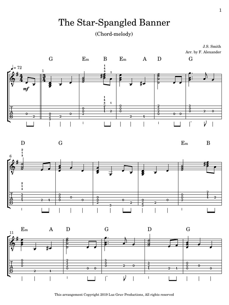 Star-Spangled Banner Chord Arrangement | PDF