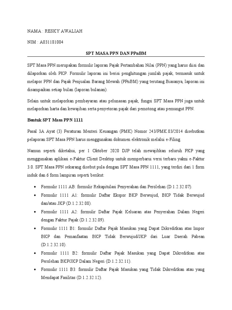 RMK SPT MASA PPN DAN PPNBM | PDF