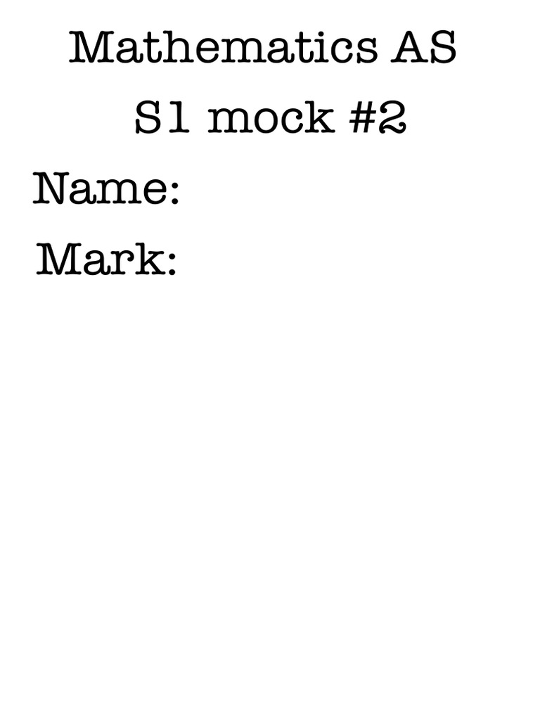S1 Mock 2 | PDF | Probability Distribution | Correlation And Dependence