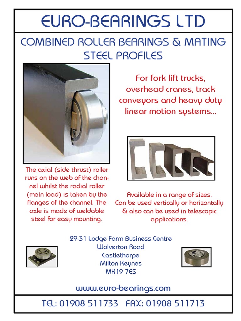 Euro-Bearings LTD: Combined Roller Bearings & Mating Steel Profiles ...