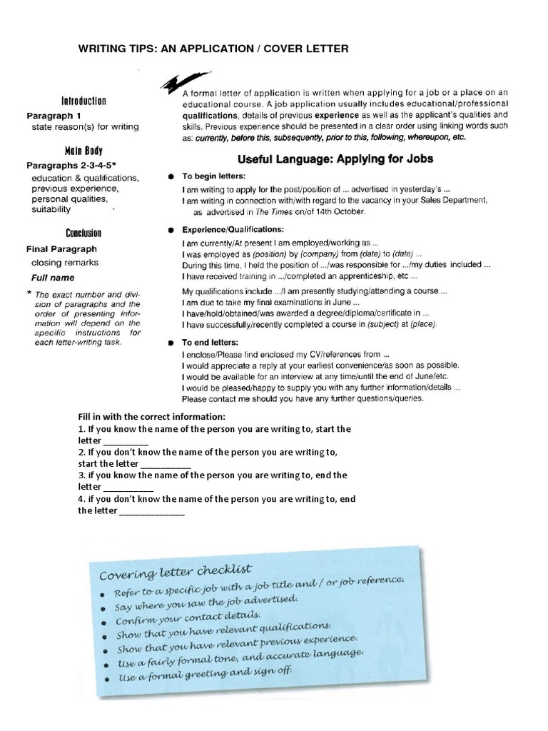 C1 Application Letter Writing Tips | PDF