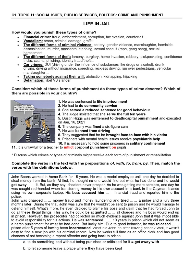 C1 Crime and Punishment Listening and Speaking Prisons | PDF ...