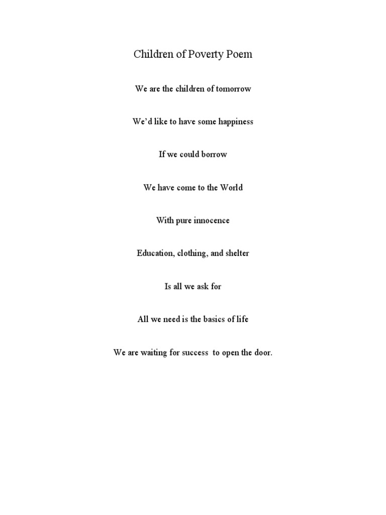 Children of Poverty Poem | PDF