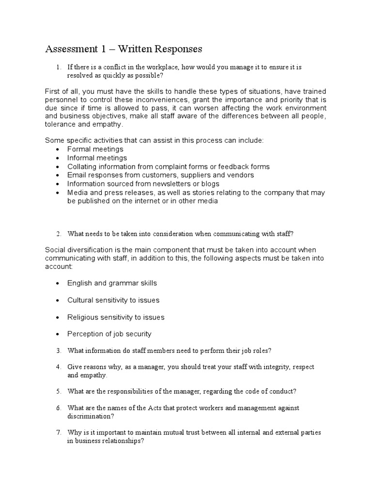 Assessment 1 - Written Responses | PDF