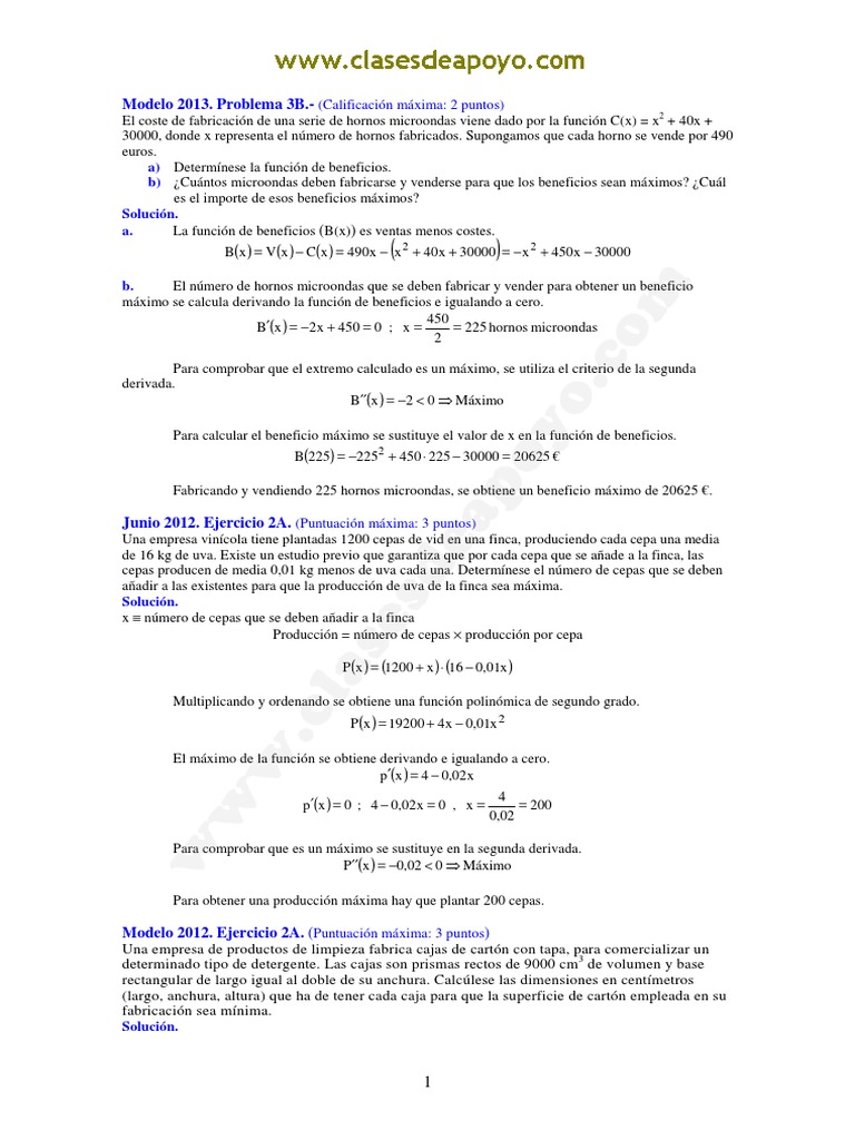 Soluciones Problemas de Optimizacion | PDF | Derivado | Ecuaciones