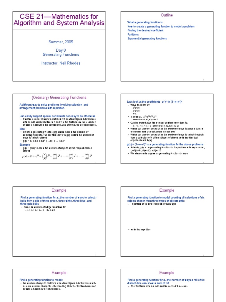 Mathematics For Algorithm and System Analysis: Outline | PDF | Numbers ...