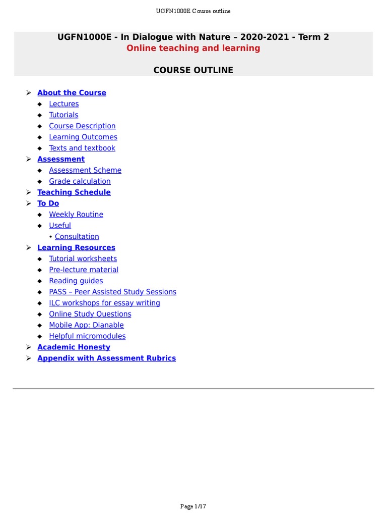 UGFN1000E-Course Outline 2020-2021 T2 | PDF | Ios | Lecture