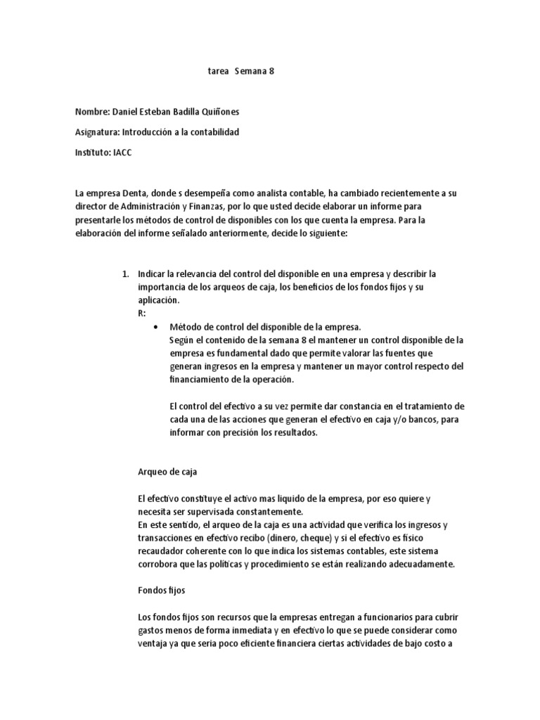 Daniel Badilla Introduccion A La Contabilidad Semana 8 | PDF | Empresas ...