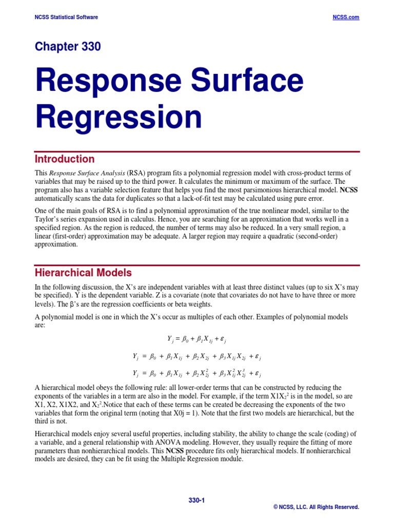 Response Surface Regression: NCSS Statistical Software | Download Free PDF | Coefficient Of ...