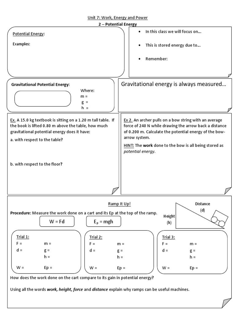 Notes - 2 - Potential Energy | PDF | Potential Energy | Temporal Rates