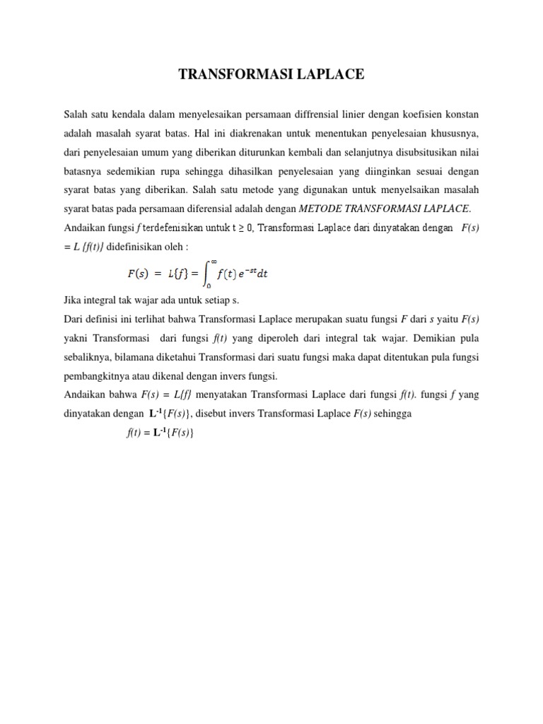 Transformasi Laplace Dan Matriks | PDF | Metode & Bahan Ajar