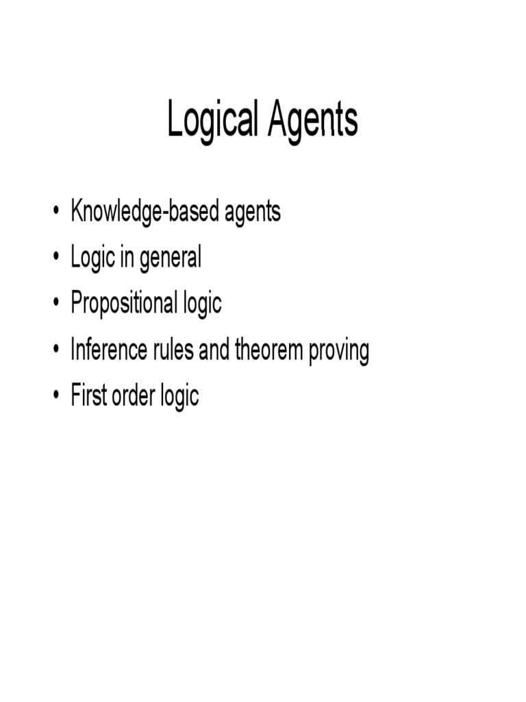 (AI) Logical Agent | PDF | Inference | Logic