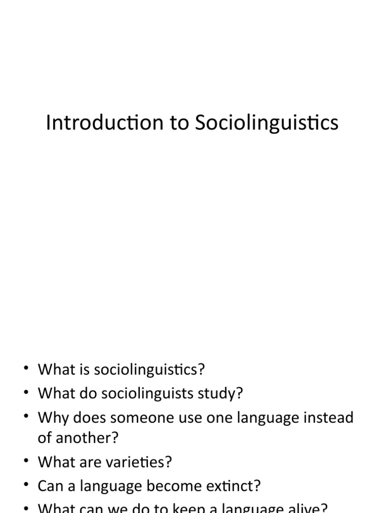 Introduction to Sociolinguistics Overview | PDF