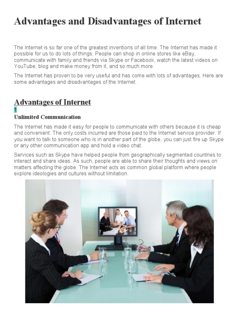 Advantages and Disadvantages of Internet | PDF | Malware | Computer ...