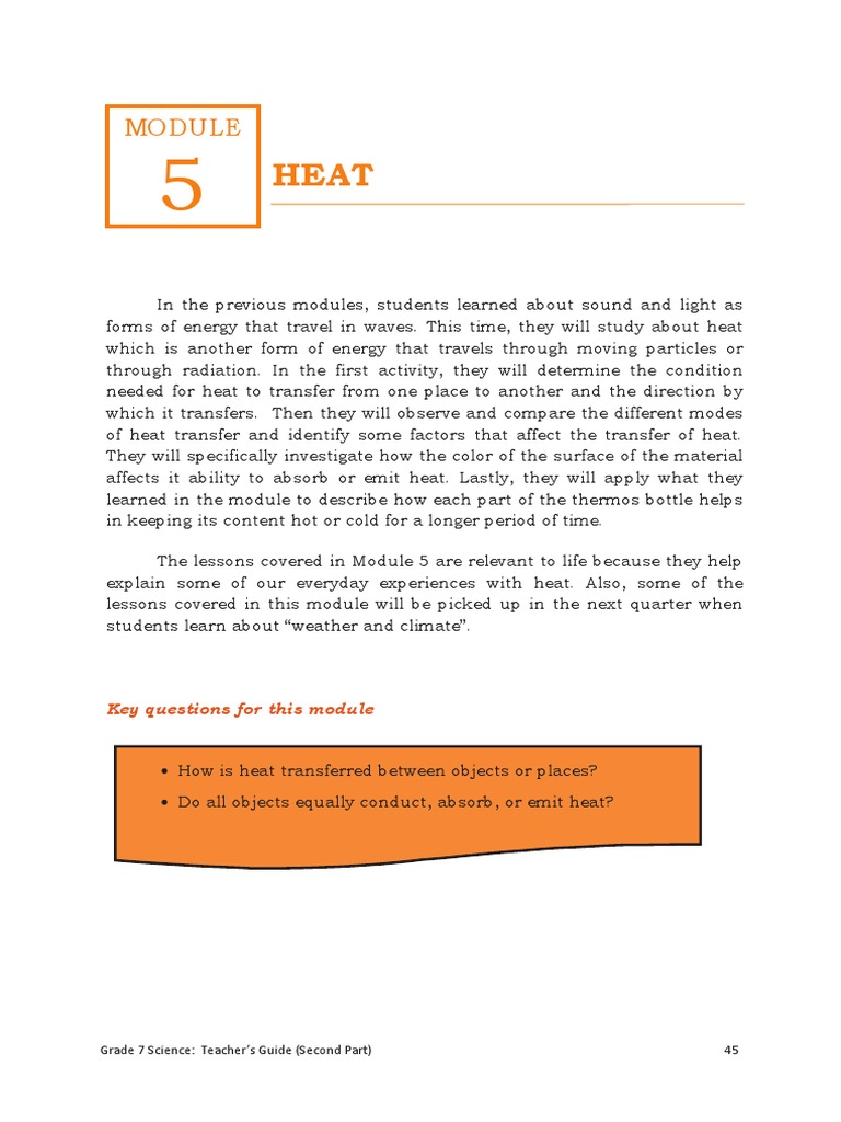 Key Questions For This Module: Teaching Guide | PDF | Heat Transfer ...