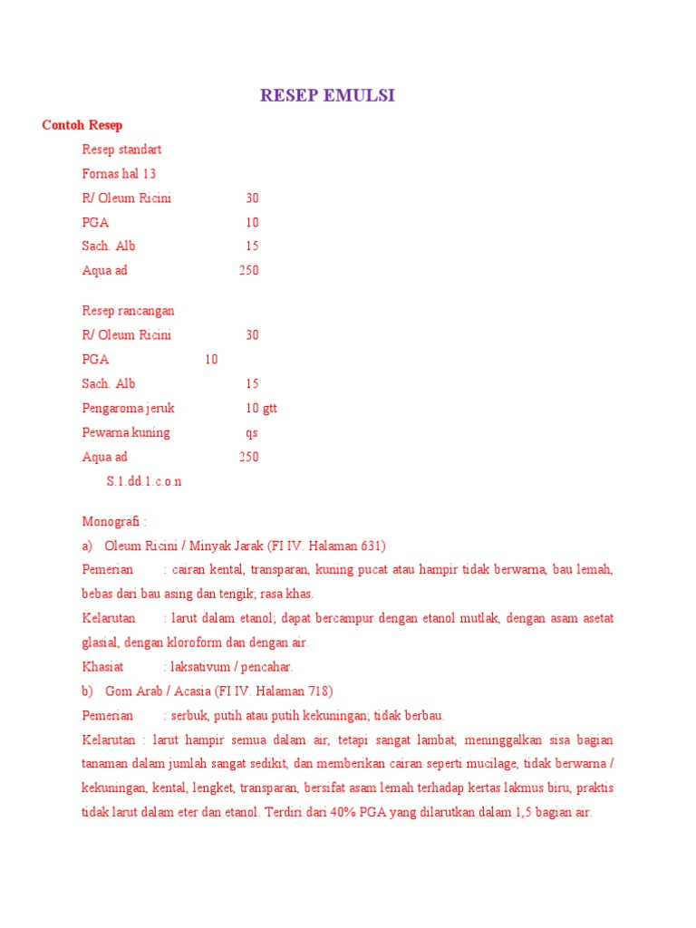 Resep Emulsi | PDF