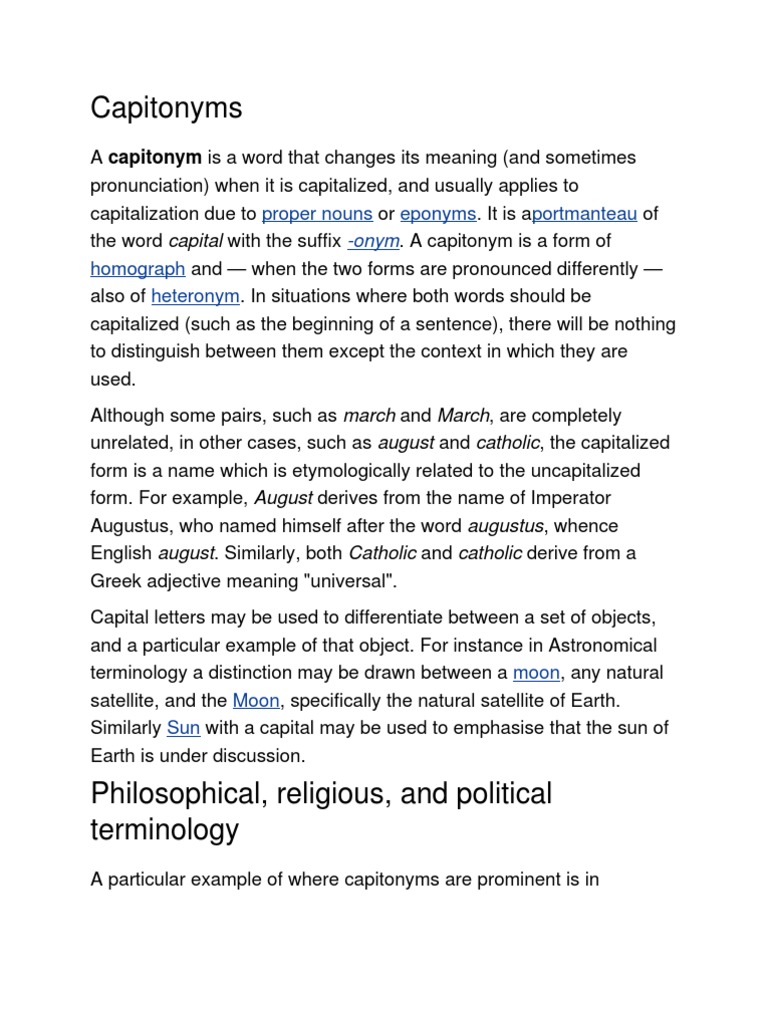 Capitonyms | PDF | Onomastics | Grammar