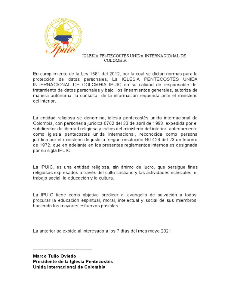 Documento Legal Ipuic Carta para Recomendacion de Hermanos | PDF