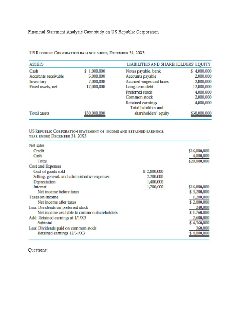 Financial Statement Analysis Case Study | PDF