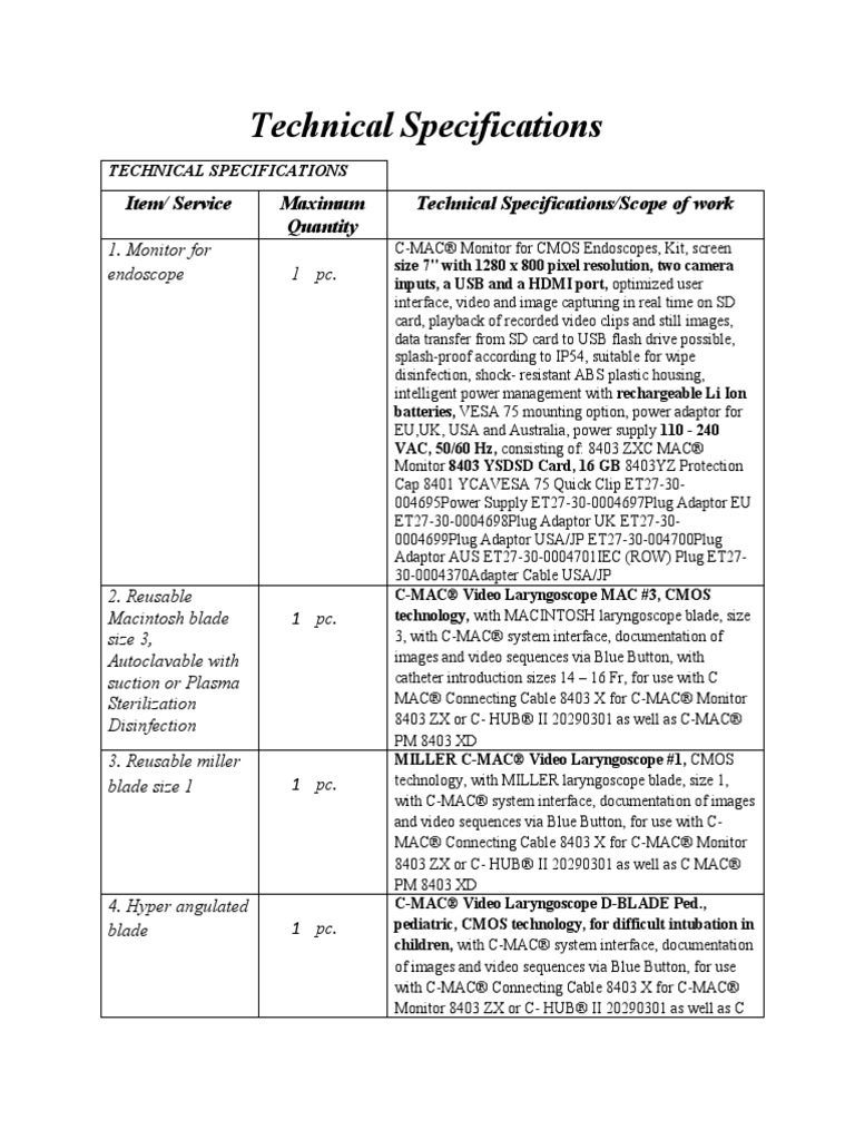 Technical Specifications (Framework of Agreement) | PDF | Video ...